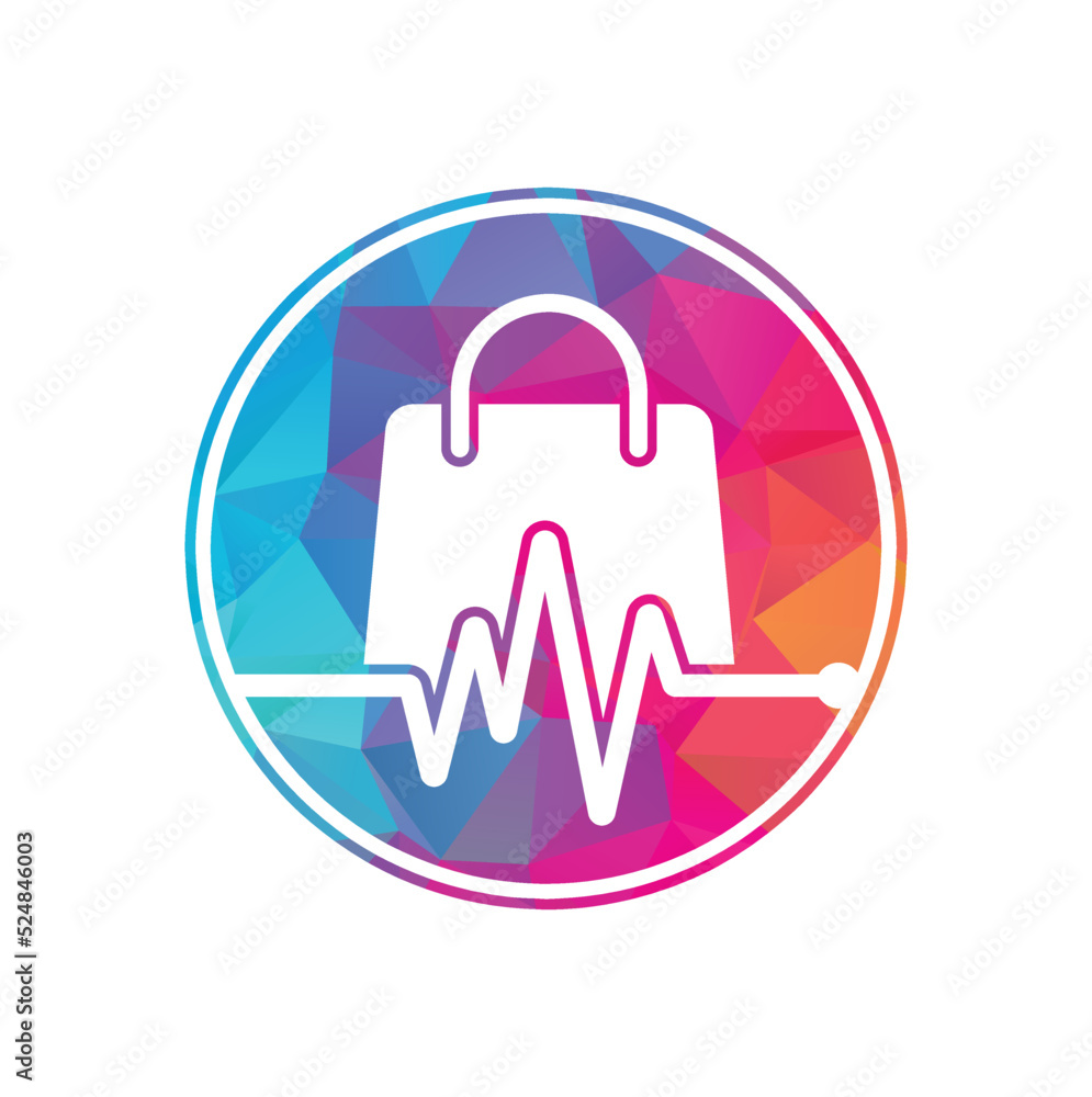 Pulse Shop Logo Template Design Vector. Health Bag Logo designs concept ...