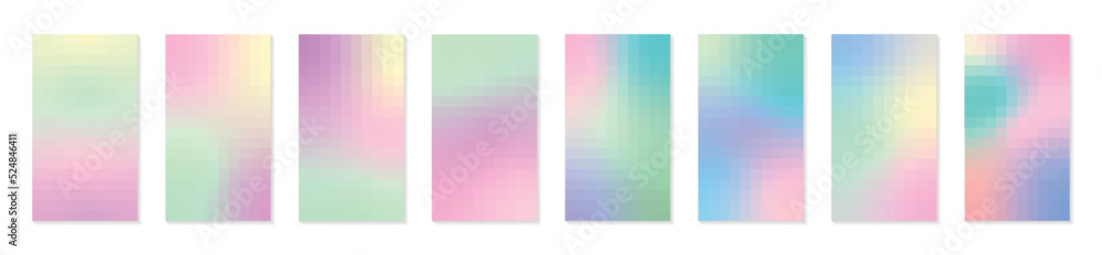 A collection of colorful mosaic gradient set illustrations. Modern ...