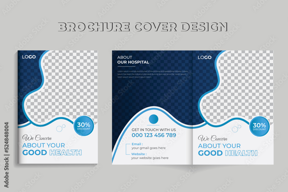 Modern Health care A4 Brochure cover template design for a report and ...