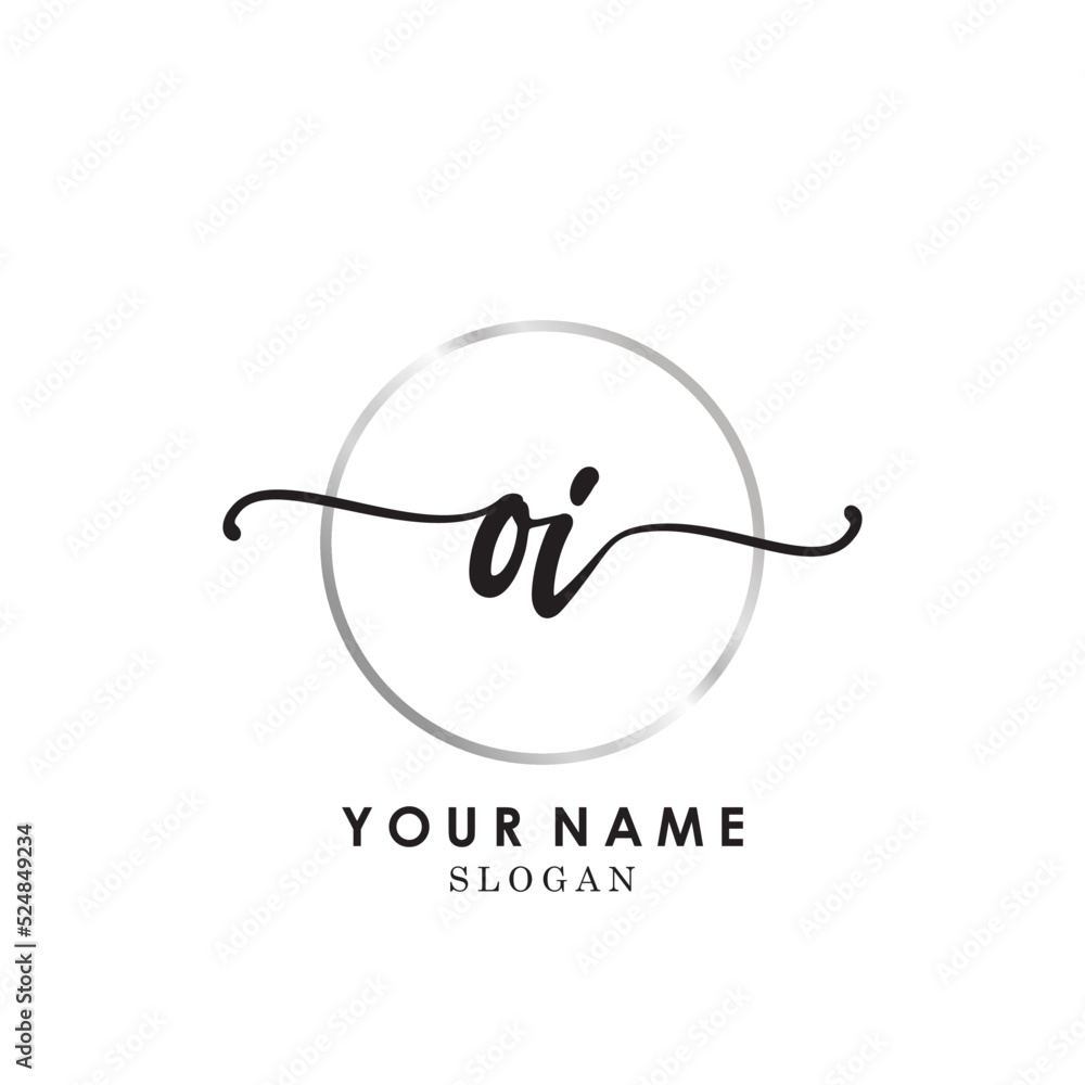 OI Handwriting Initial Logo Letter Design Vector Logo With Circle ...