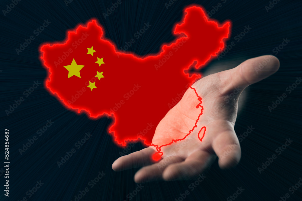 helping hand of china, map of china in hand on dark background Stock ...