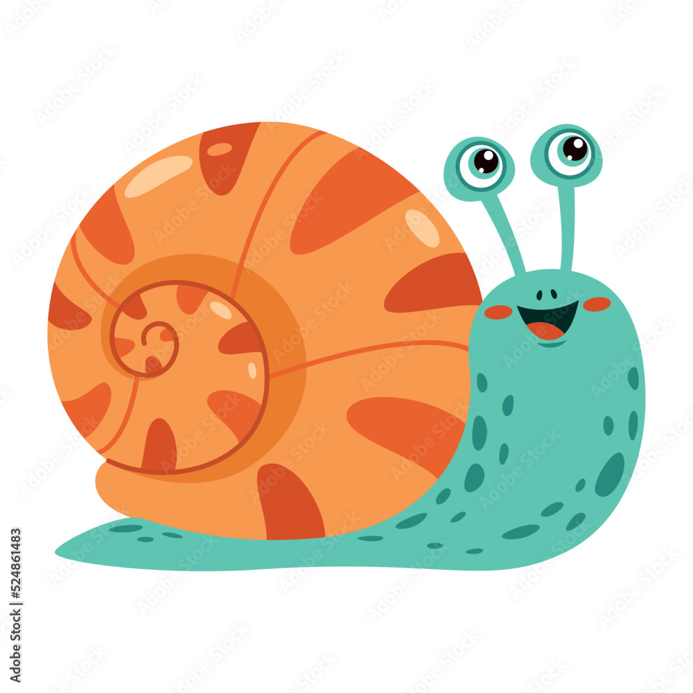 Cartoon Illustration Of A Snail Stock Vector | Adobe Stock