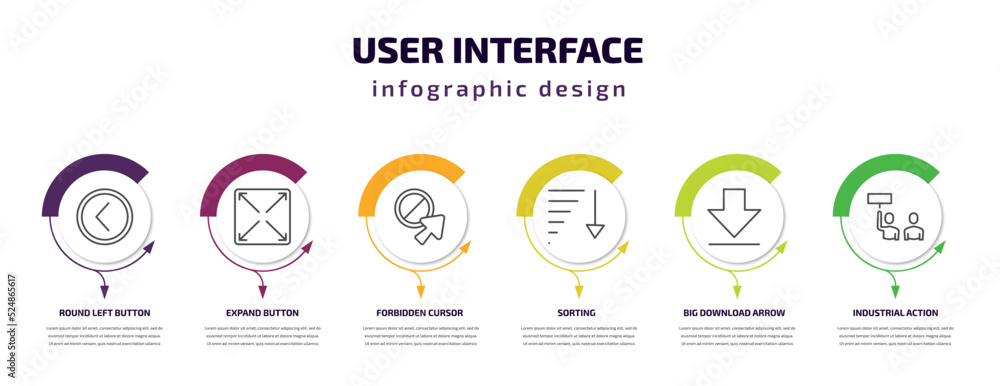 user interface infographic template with icons and 6 step or option ...