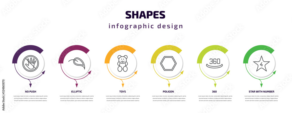 shapes infographic template with icons and 6 step or option. shapes ...