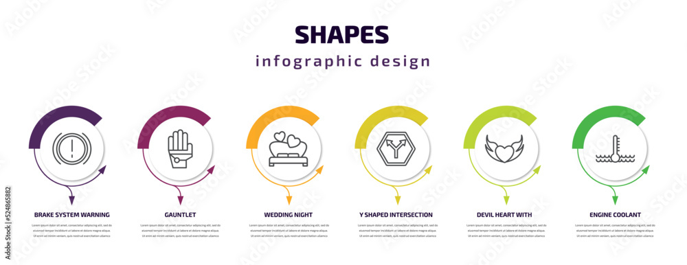 shapes infographic template with icons and 6 step or option. shapes ...