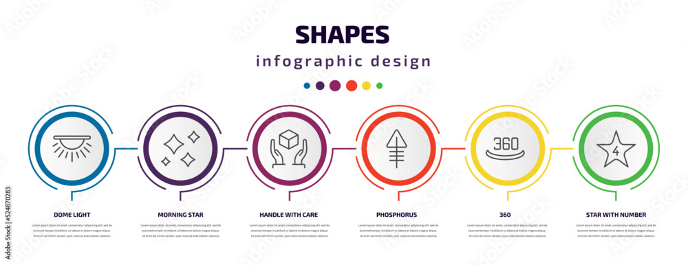 shapes infographic template with icons and 6 step or option. shapes ...