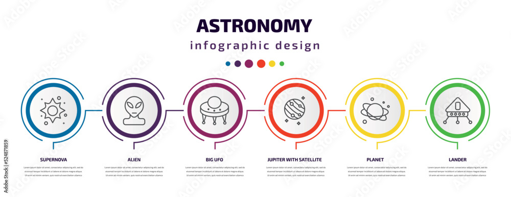 astronomy infographic template with icons and 6 step or option ...