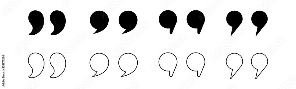Set of quote mark. Quotes icon vector set. Quote marks outline, speech ...