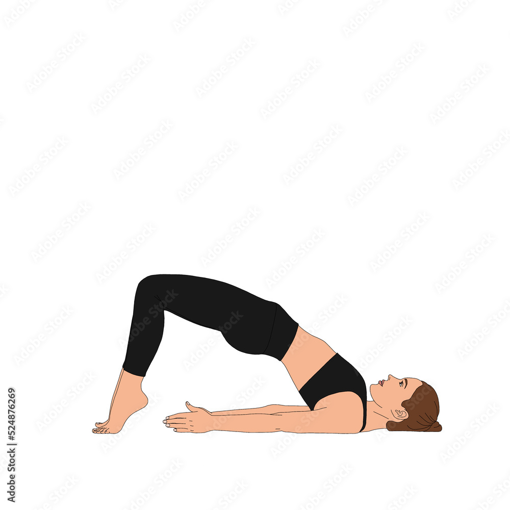 PNG Bridge Pose / Setu Bandha Sarvangasana. Flexible woman girl doing ...