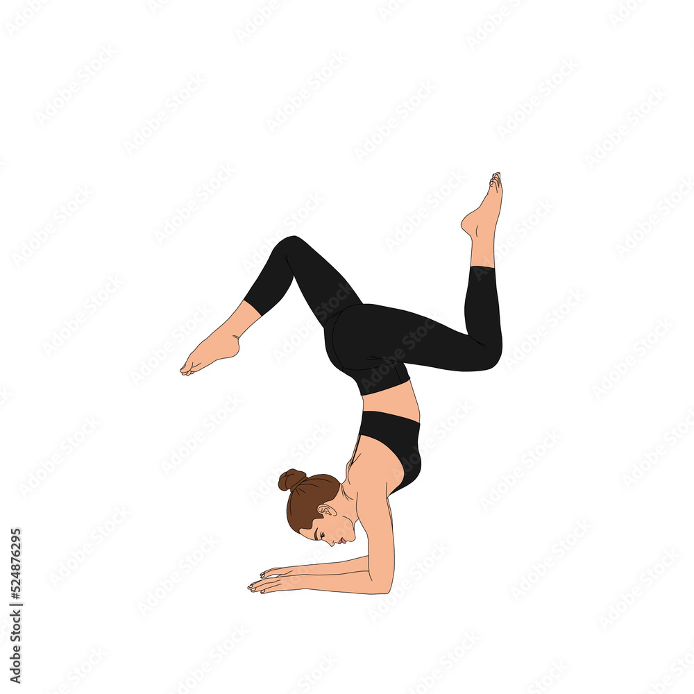 PNG Handstand With Splits Pose / Pincha Mayurasana. Flexible Woman ...