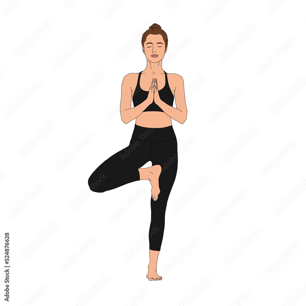 PNG Tree Pose / Vrkasana. Beautiful flexible standing woman practicing ...