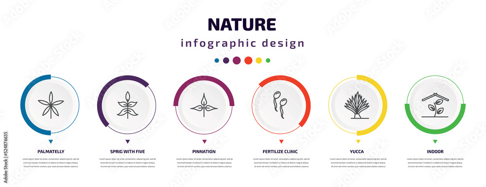 nature infographic element with icons and 6 step or option. nature ...