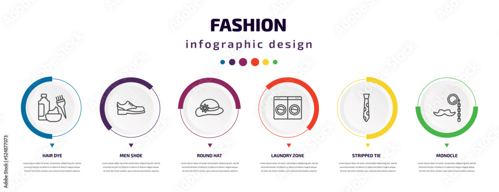 fashion infographic element with icons and 6 step or option. fashion ...