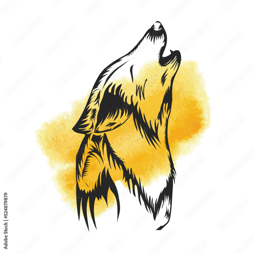 vector hand drawn fox illustration in black and white. fox animal ...