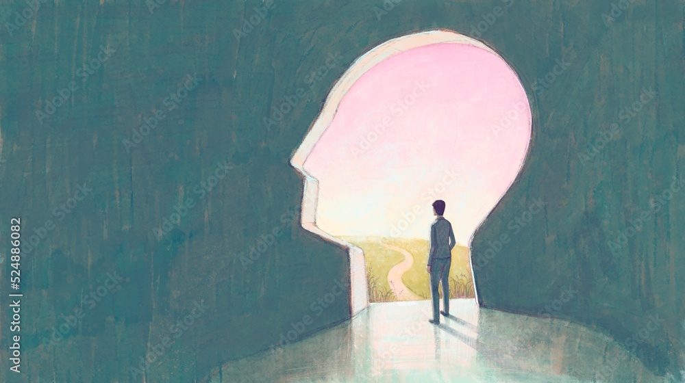 Concept art of success way solution freedom dream brain and hope ...