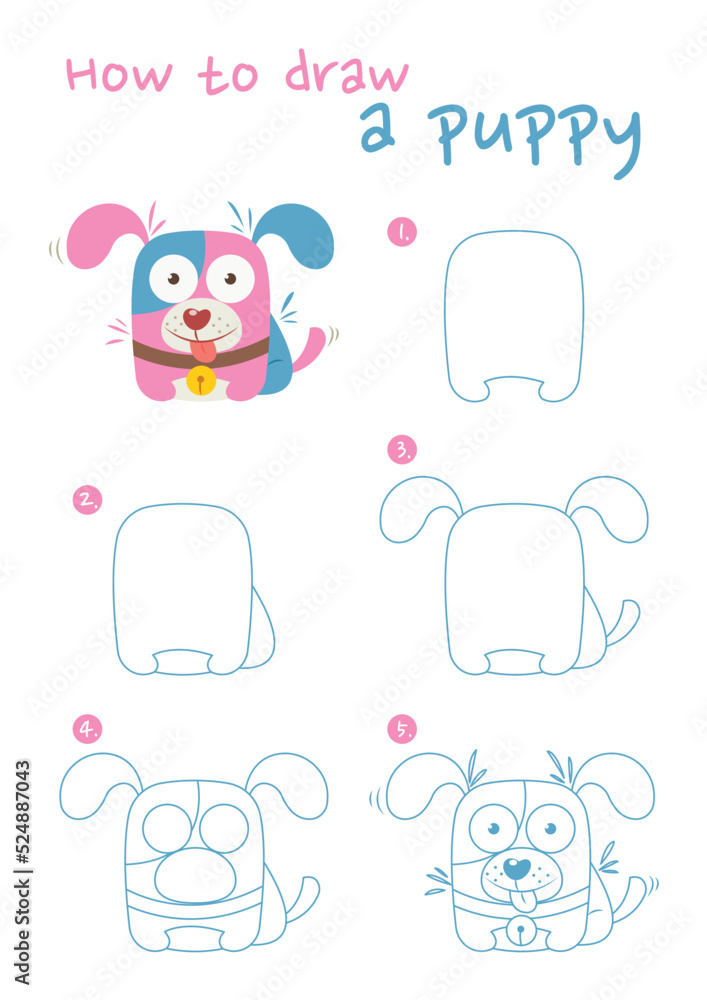 How to draw a puppy vector illustration. Draw a puppy dog step by step ...
