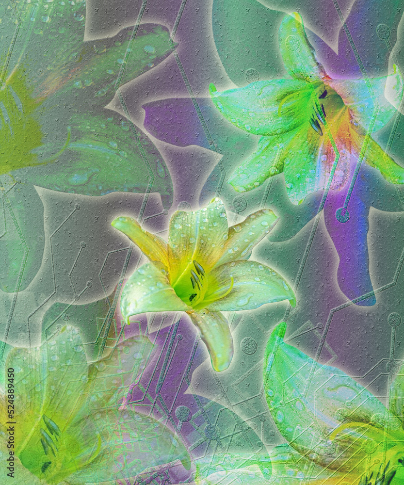 The Amazing fabric Abstract Background, Halftone flowers bouquet ...