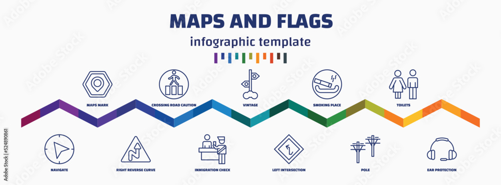 infographic template with icons and 11 options or steps. infographic for maps and flags concept ...
