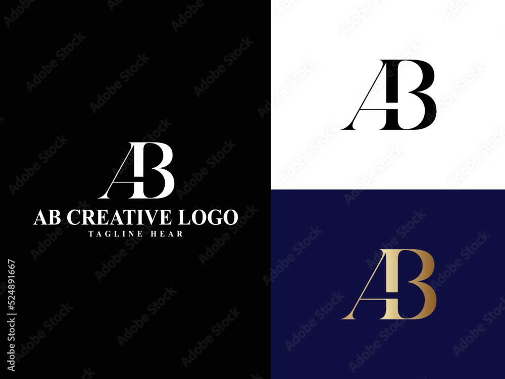 AB luxury fashion logo or BA modern logo, golden, creative, minimal ...