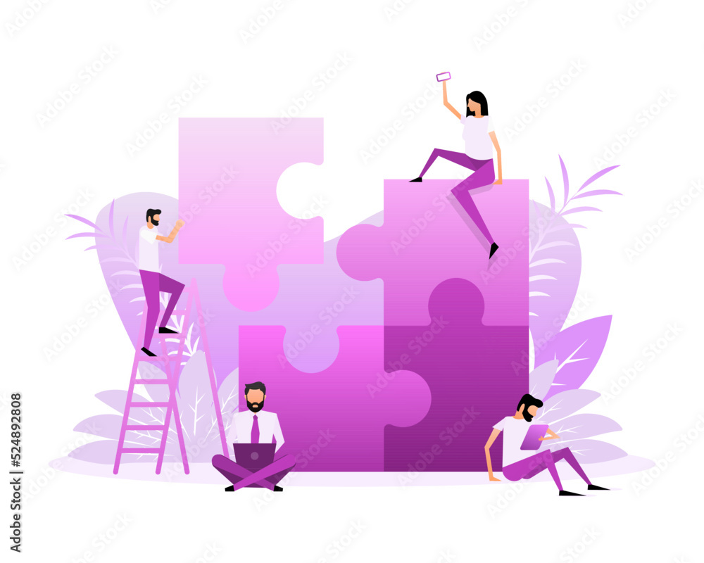 Puzzle people, great design for any purposes. Isometric vector ...