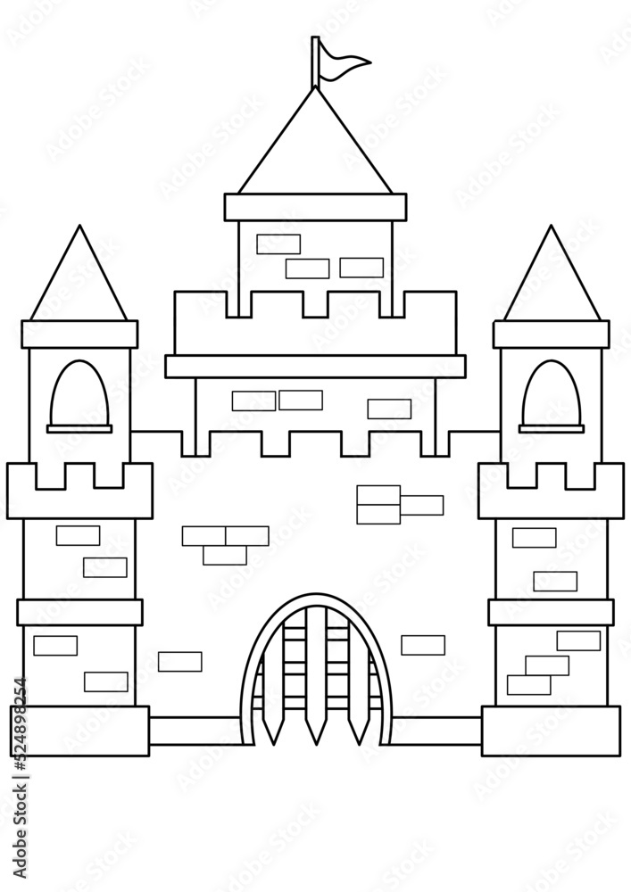 sketch of a castle for coloring pages Stock Vector | Adobe Stock