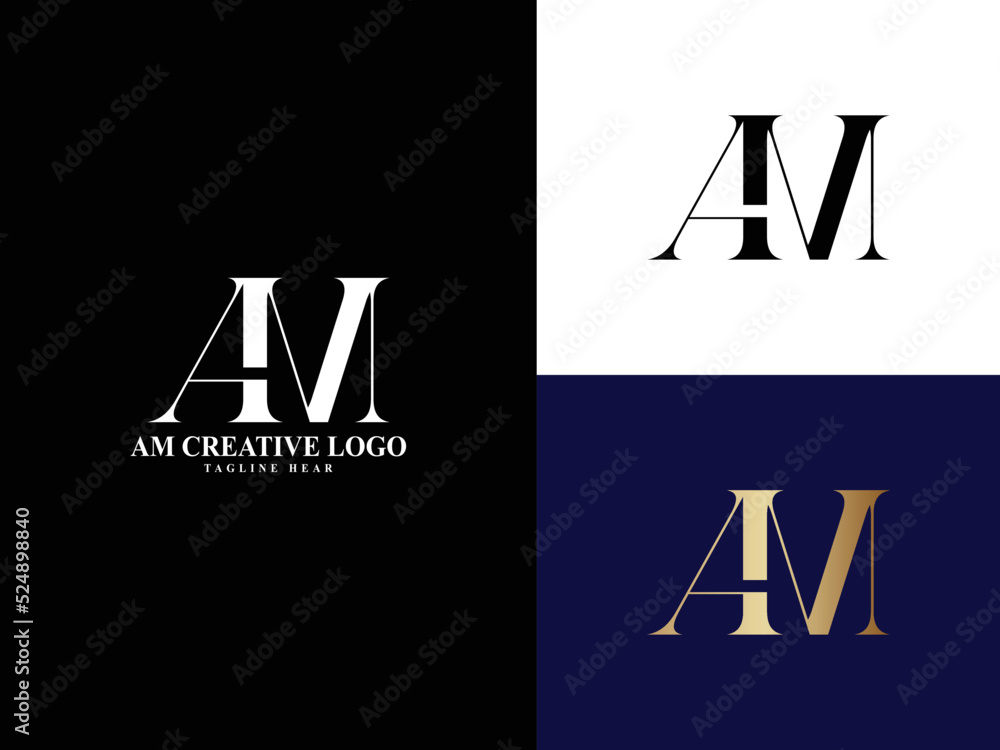 AM luxury fashion logo or Ma modern logo, golden, creative, minimal ...