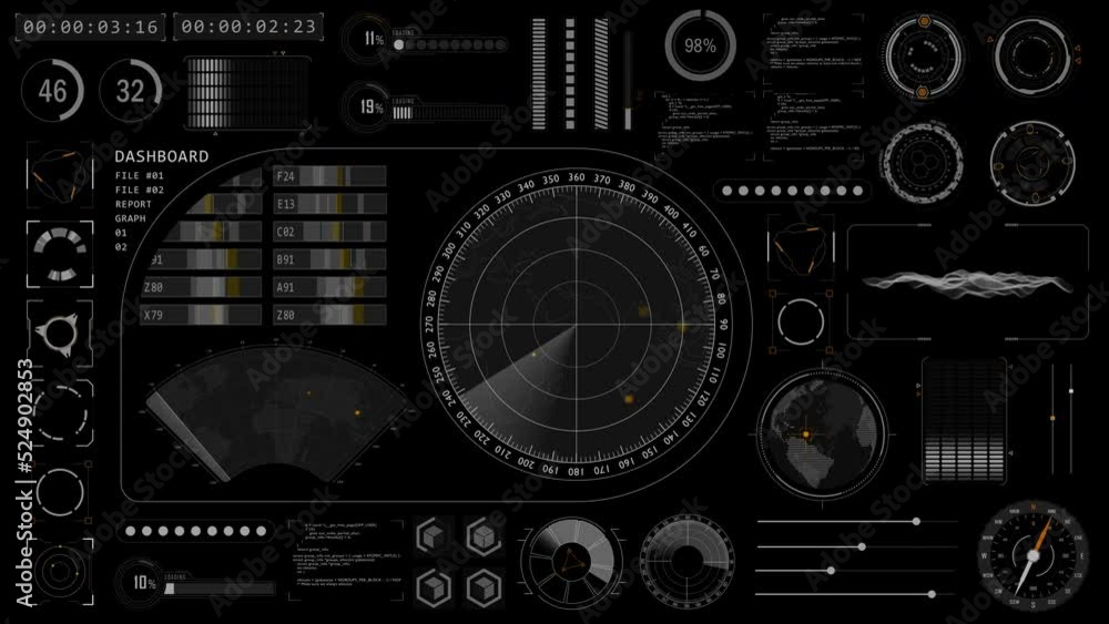 Motion graphic of Sonar radar screen searching an object with ...