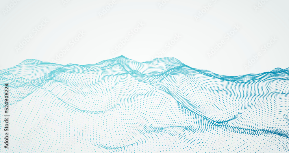 Abstract vector particle waves. Flowing dots forming wavy pattern ...
