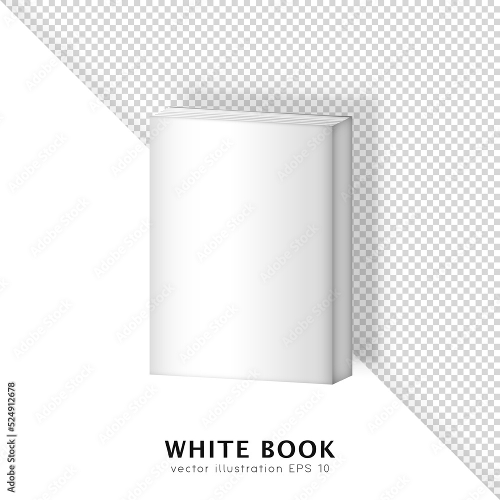 Realistic isometric white hardcover book isolated on white and ...