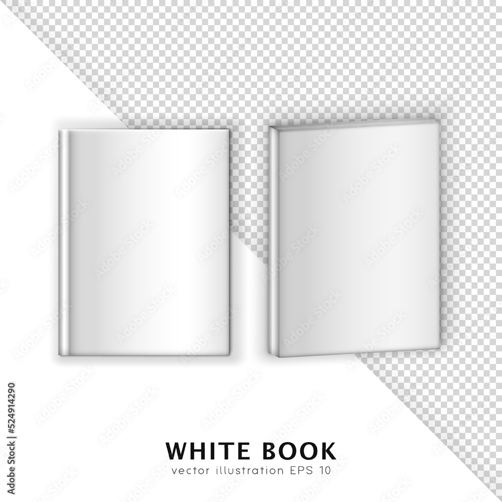 Mockup of two white books in front and isometric view. Realistic ...