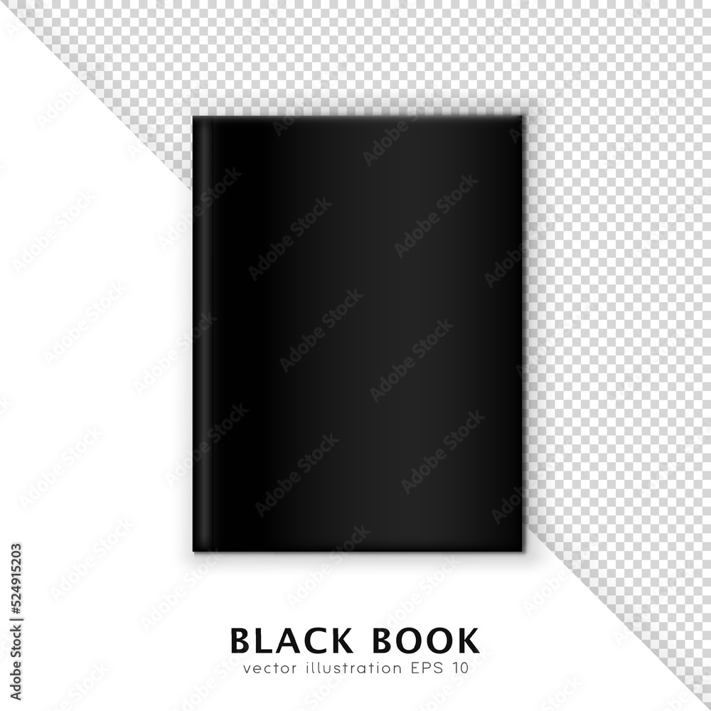 Realistic black hardcover book isolated on white and transparent ...