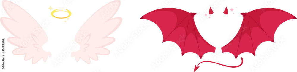 Vecteur Stock Angel and devil wings. Cartoon costume of bad evil or ...