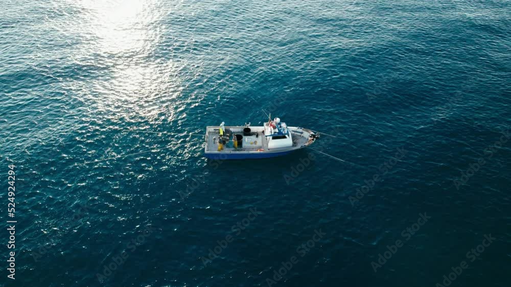 Vidéo Stock Fishermen at work in the early morning on their small ...