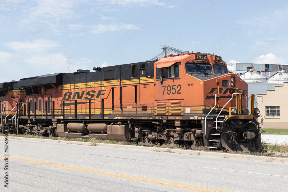 BNSF Railway locomotive. BNSF is a railroad subsidiary of Berkshire ...