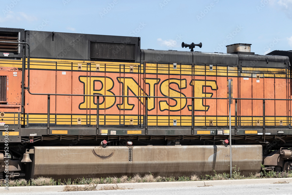 BNSF Railway locomotive. BNSF is a railroad subsidiary of Berkshire ...