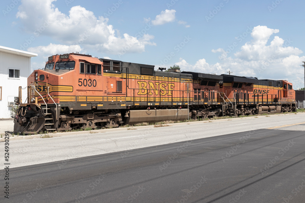 BNSF Railway locomotive. BNSF is a railroad subsidiary of Berkshire ...