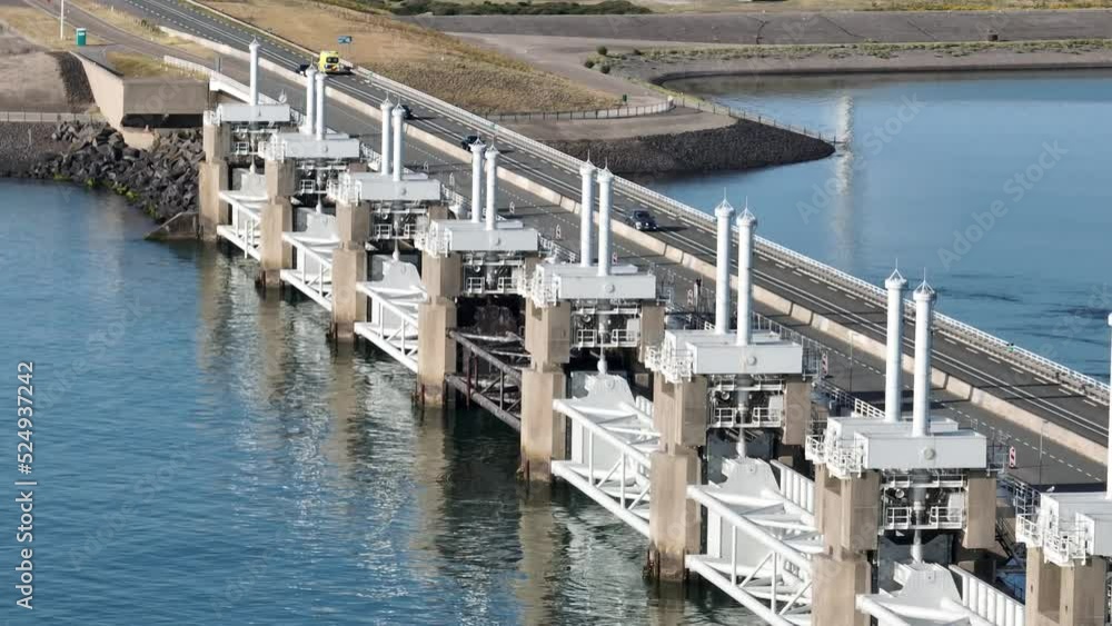 The Delta Works water flood defense system, in the Netherlands, protect ...
