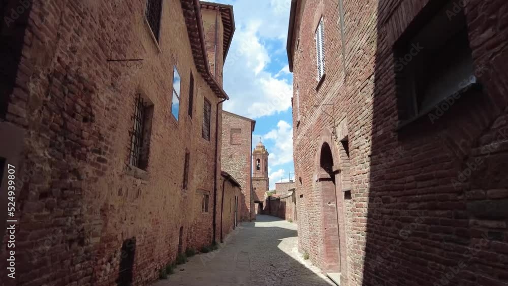 Walking and visiting and old ancient town in Italy. Renaissance city ...