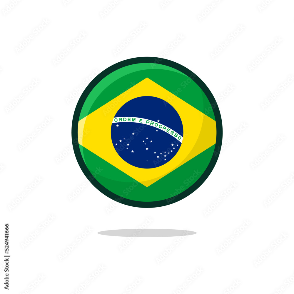 Brazil Flag Icon. Brazil Flag flat style isolated on a white background ...