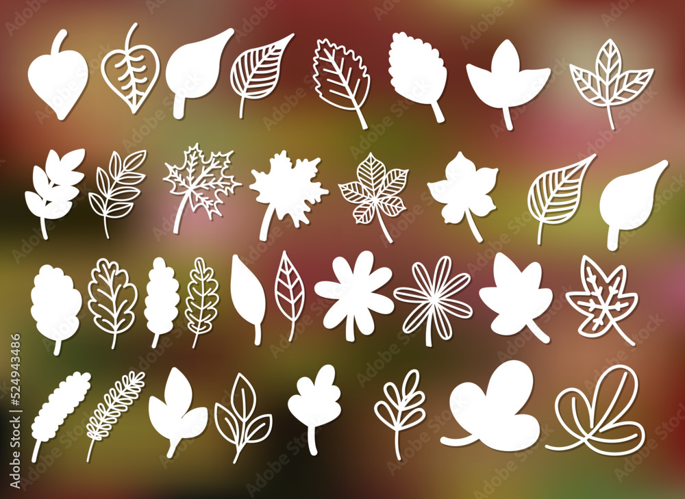 Vector set of leaves for laser cutting. Silhouettes of autumn leaves ...