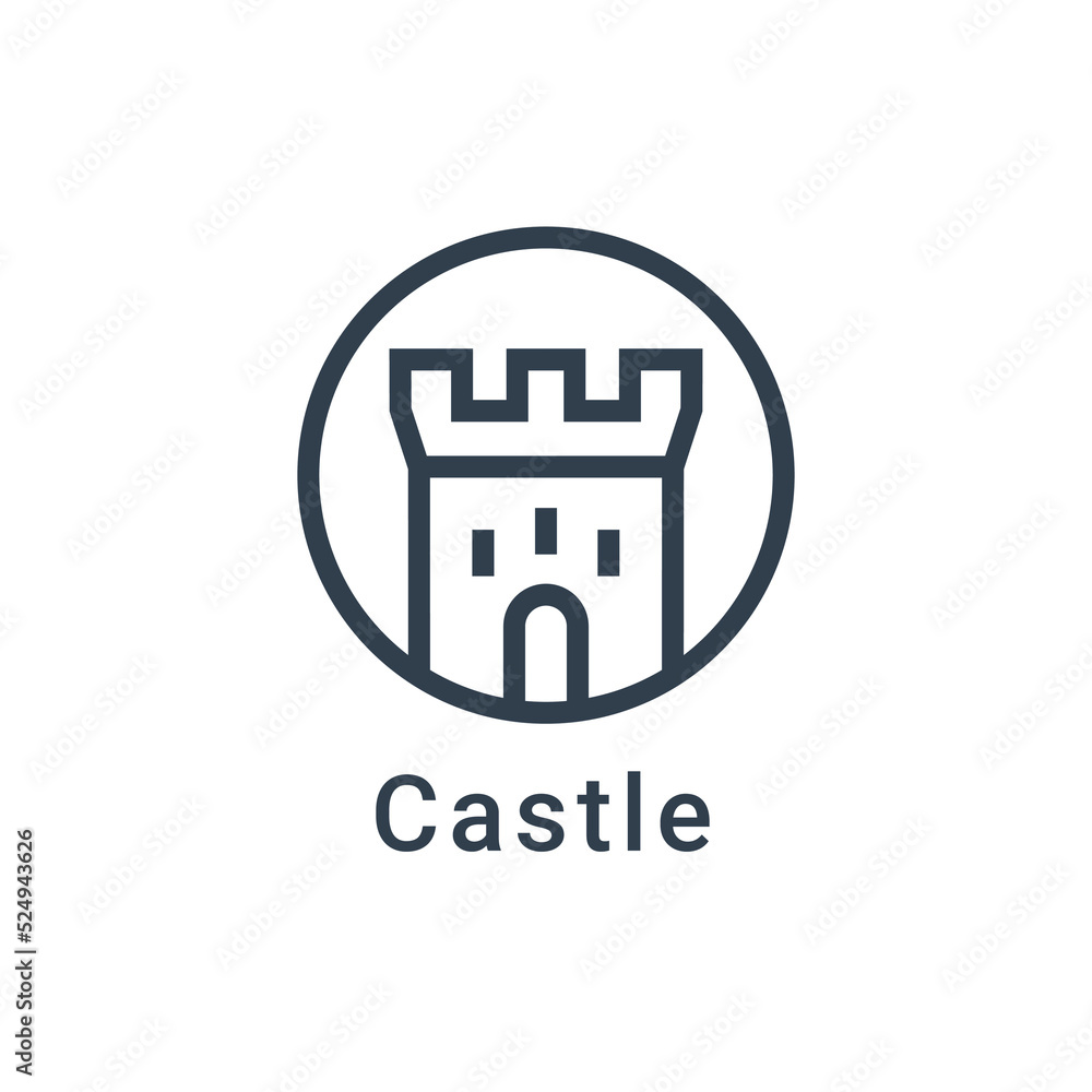 Castle vector icon fort line symbol tower. Castle tower logo stronghold ...