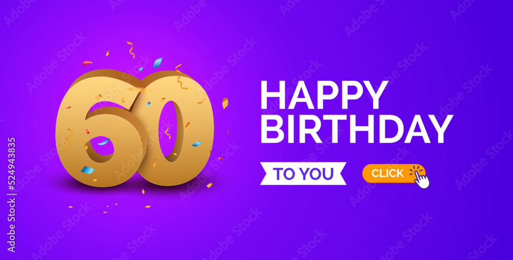 Anniversary birthday 60 years golden background. Happy vector poster 60 ...