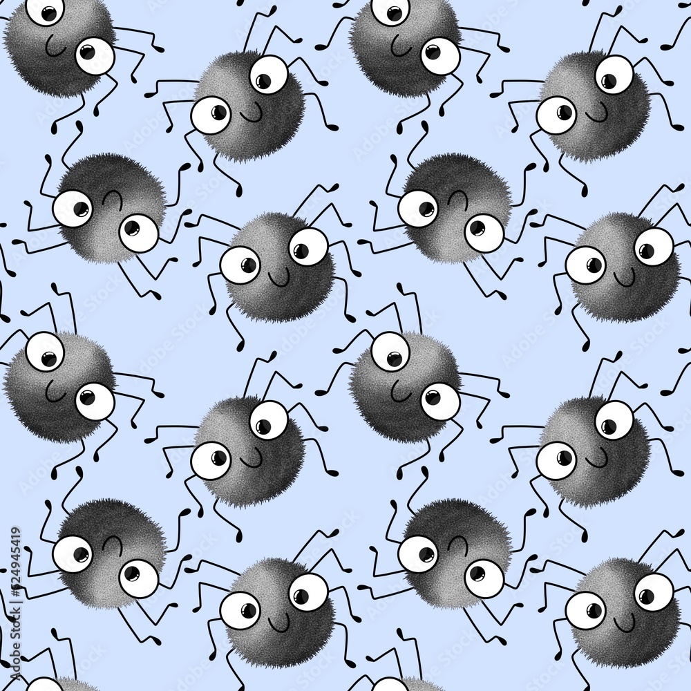 Cartoon Halloween cute spider seamless pattern for wrapping paper and ...