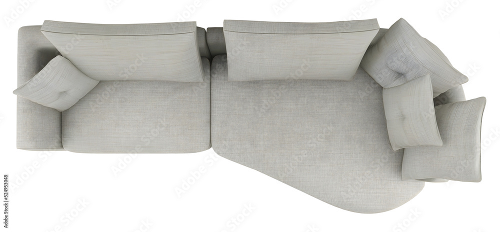 Top view unique white 2 seat sofa transparent. Png. 3D rendering Stock ...