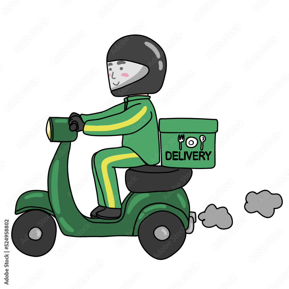 Food delivery man driving motorcycle cartoon vector illustration Stock ... Food delivery man driving motorcycle cartoon vector illustration Stock ...