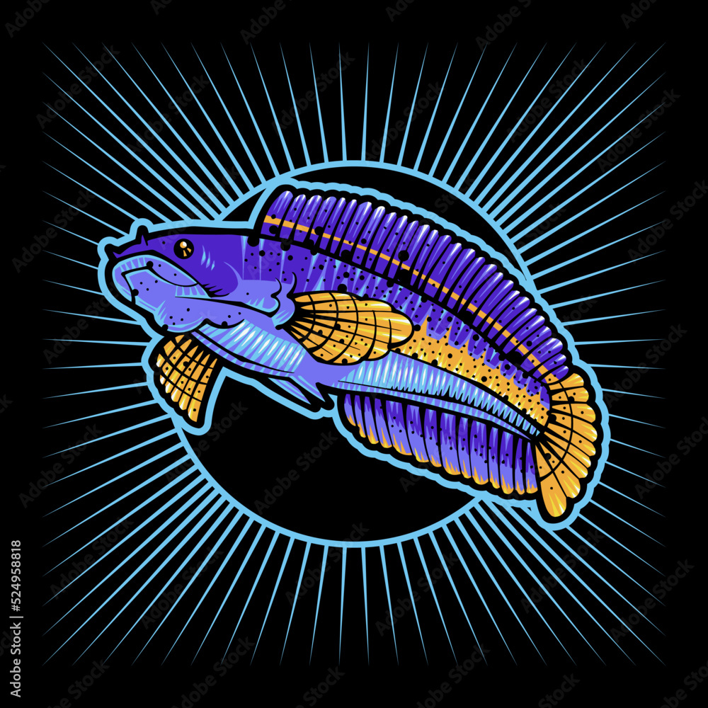 Channa Snakehead Fish Vector Japanese Illustration Style Isolated ...