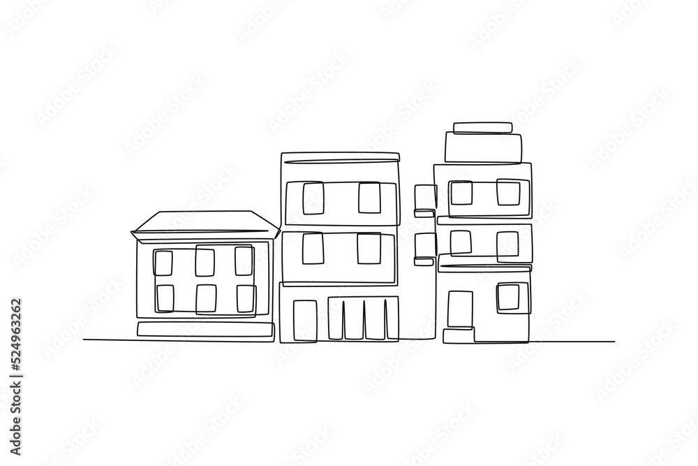 Single one line drawing apartment building in modern city. Home ...