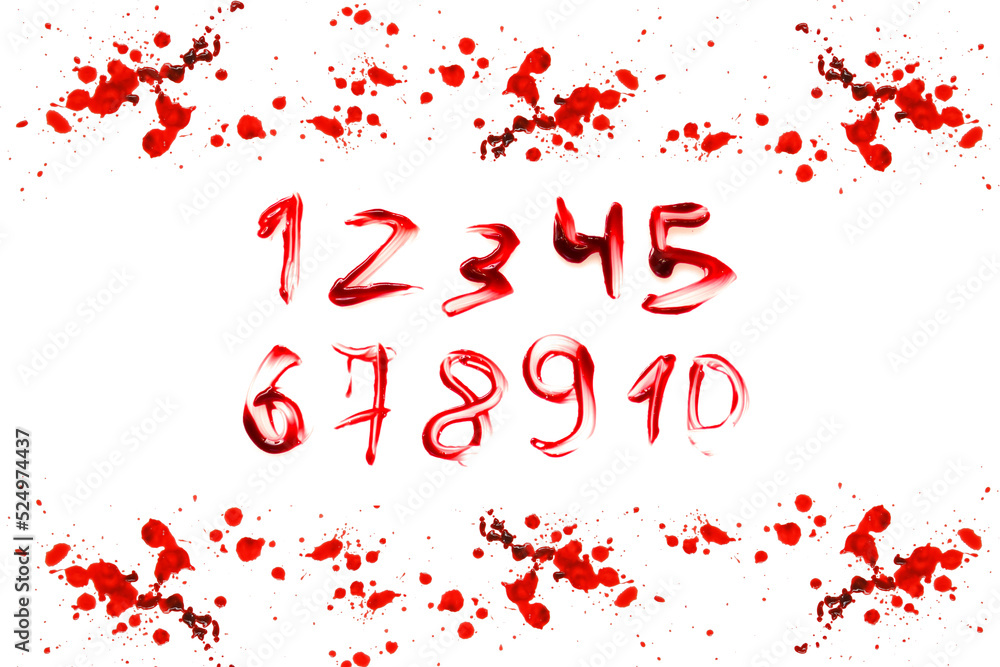 bloody numbers in a red bloody frame made of bloody drops.numbers ...