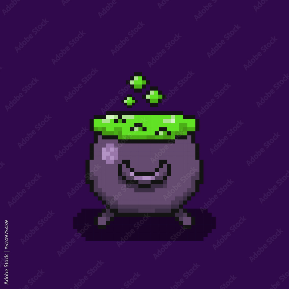 pixel art magic cauldron halloween Stock Vector | Adobe Stock