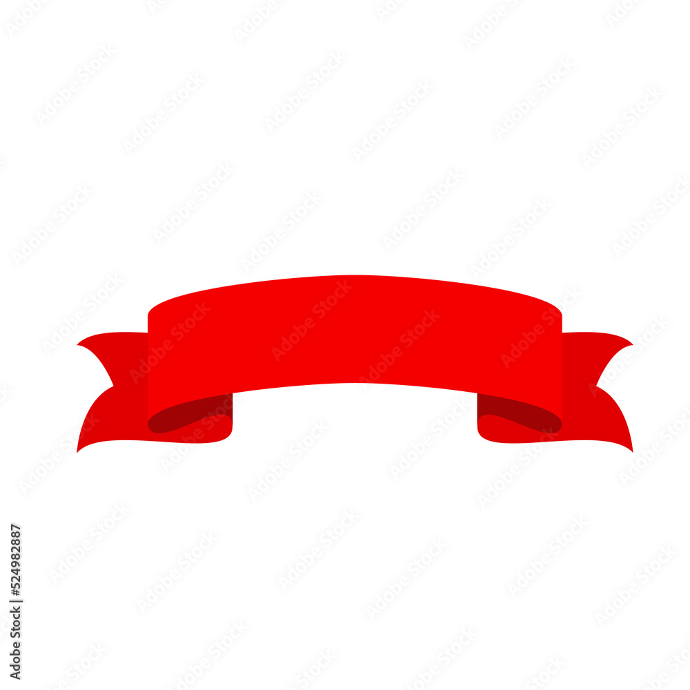 Vector red ribbon banner set. Flat red ribbon for promotion, discount ...